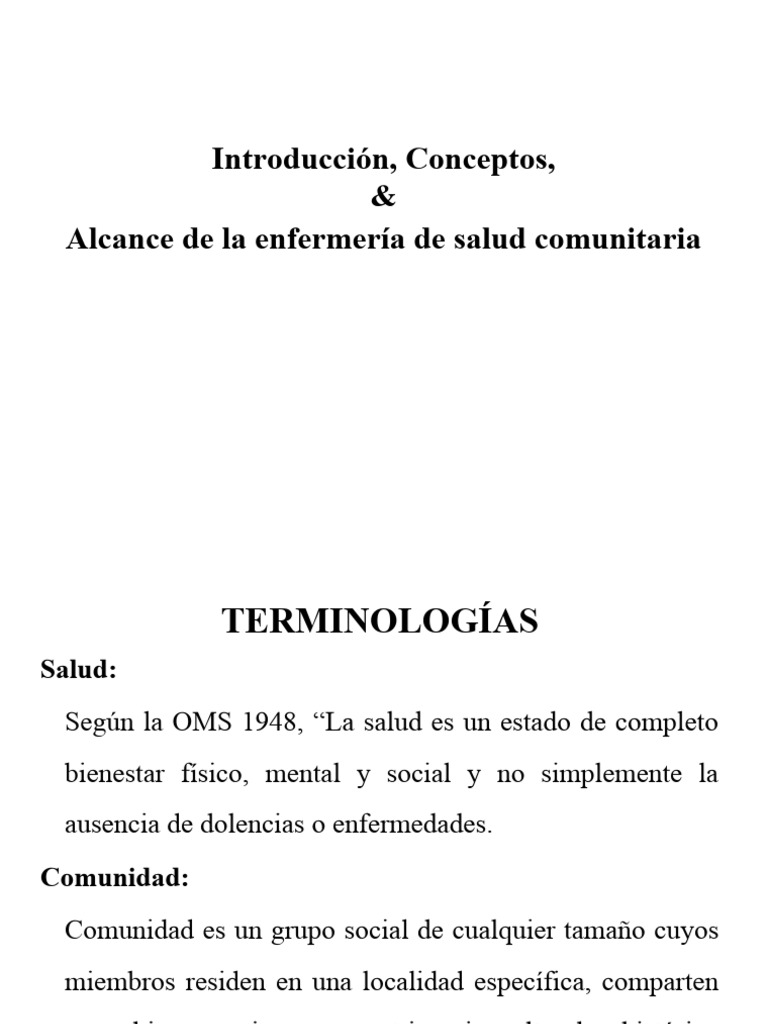 Introducción, Conceptos, Alcance de La Enfermería en Salud Comunitaria | PDF | Enfermería ...
