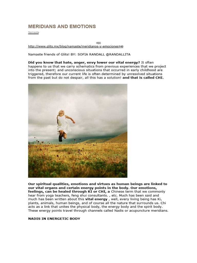 Meridians and Emotions | PDF | Qi | Meridian (Chinese Medicine)