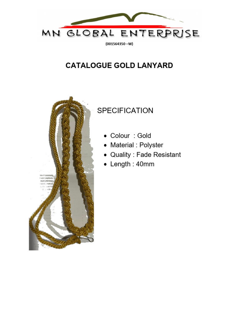 Gold Polyester Lanyard Catalogue | PDF | Technology & Engineering
