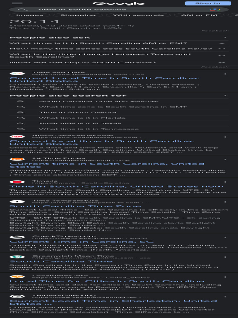 Time in South Carolina - Google Sear | PDF | Eastern Time Zone ...