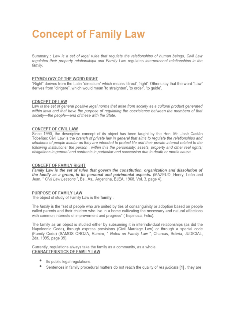 Concept of Family Law | PDF | Property | Civil Law (Legal System)