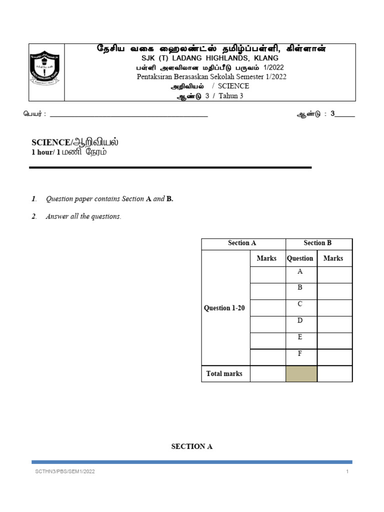 Year 3 Exam Paper Complete | PDF