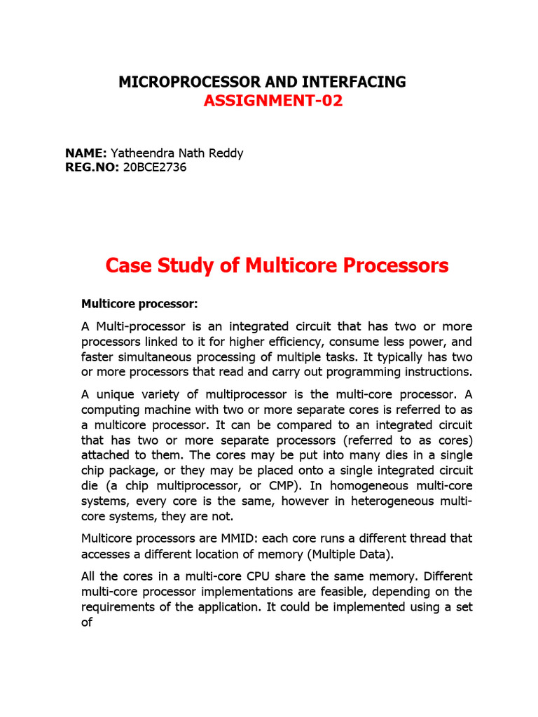 20BCE2351 Micro Assignment-02 | PDF | Multi Core Processor | Central Processing Unit