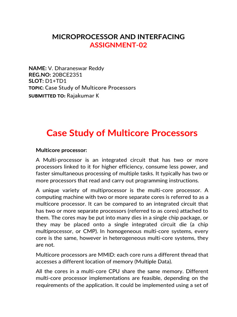 20BCE2351 Micro Assignment-02 | PDF | Multi Core Processor | Central Processing Unit