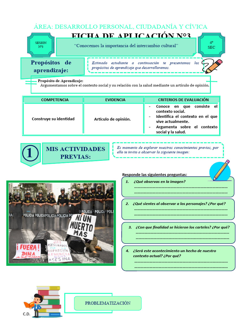 4° Ficha de Aplicación-Sesión3-Sem.2-Exp.2 - DPCC | PDF | Cognición