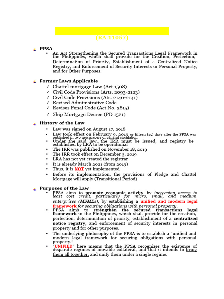 Notes On PPSA | PDF | Security Interest | Mortgage Law