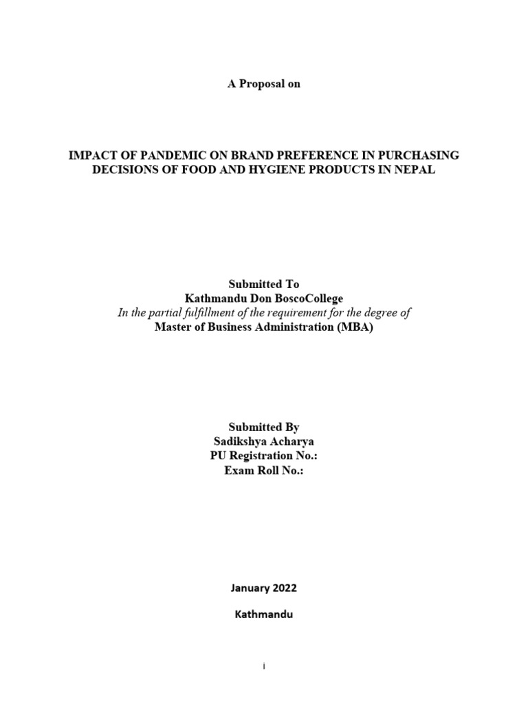 Thesis Proposal by Sadikshya Acharya | PDF | Consumer Behaviour | Behavior