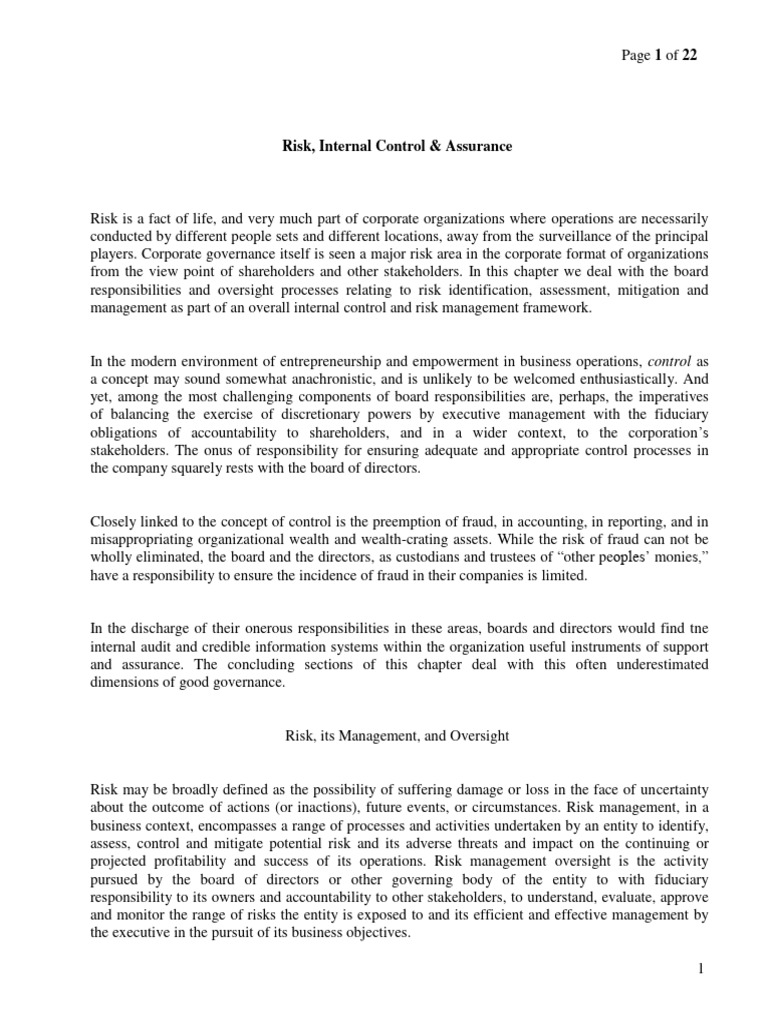 Risk, Internal Control Audit | PDF | Internal Control | Audit