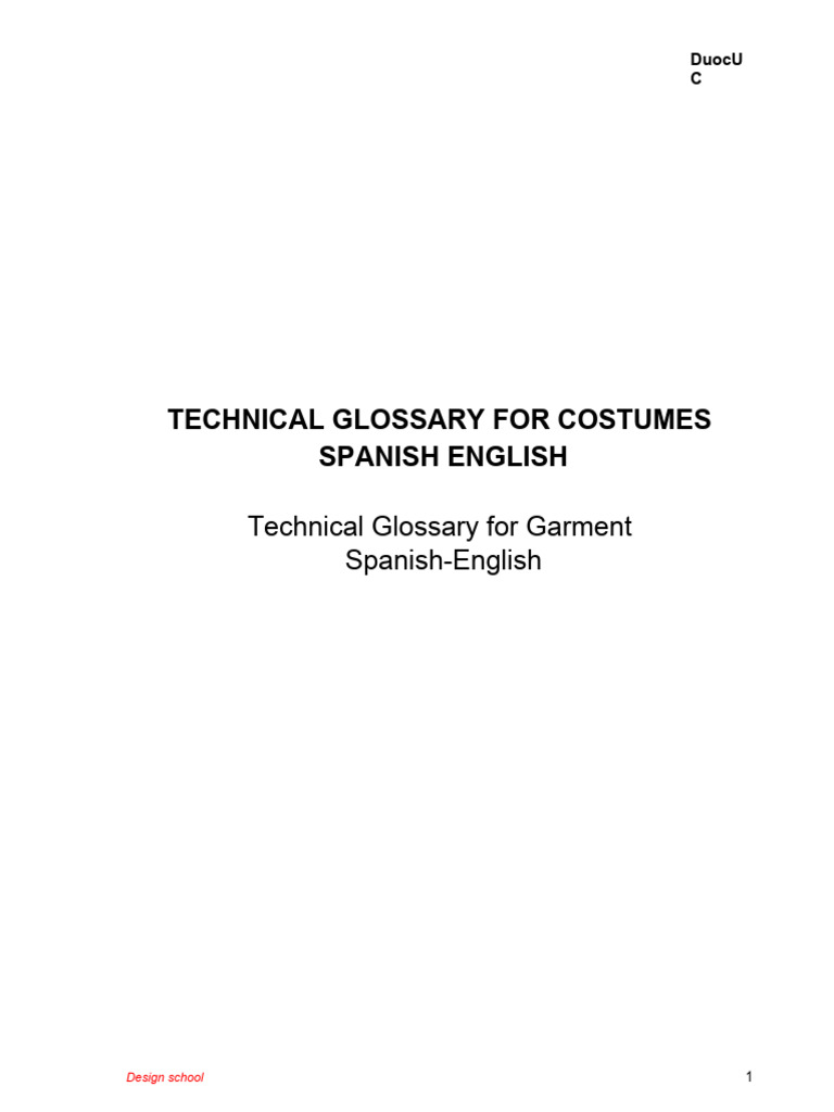 English-Spanish Technical Glossary | PDF | Clothing | Textiles