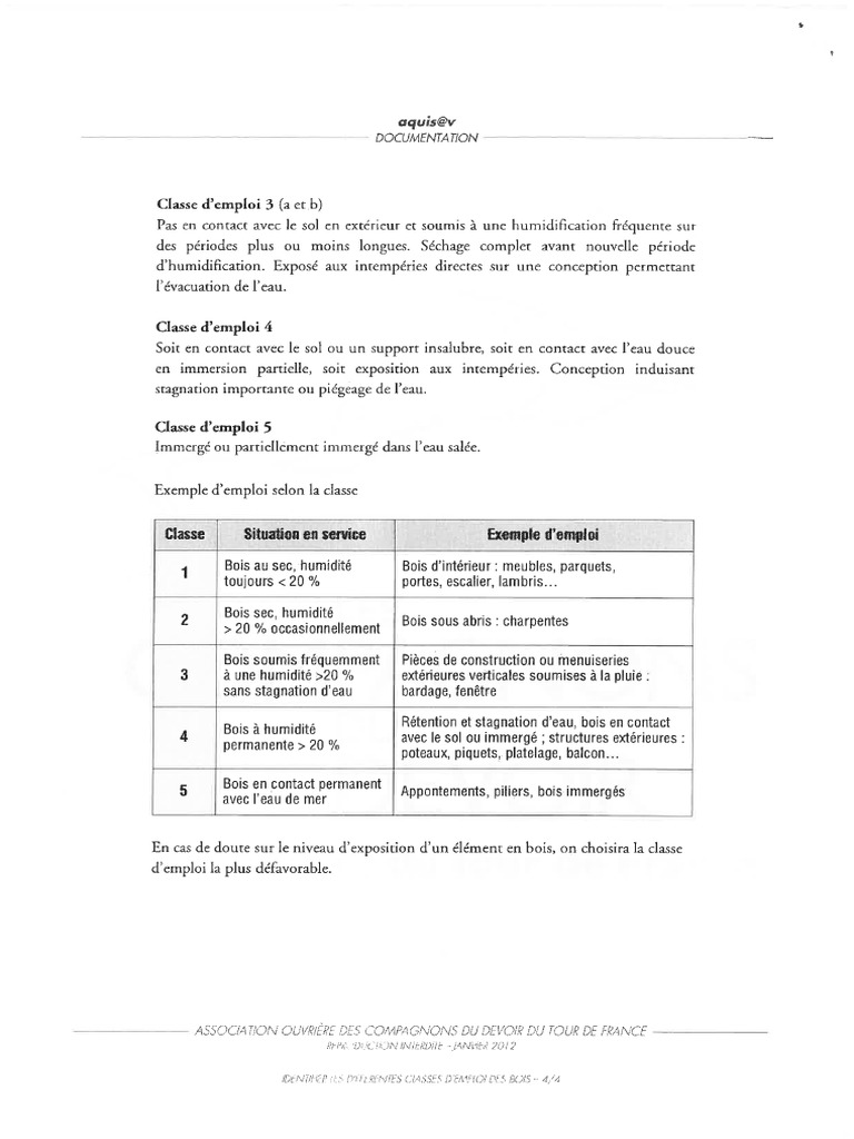Classe D'emploi Des Bois | PDF