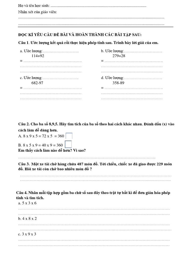 ĐỀ KTRA LỚP 2 số 2 | PDF