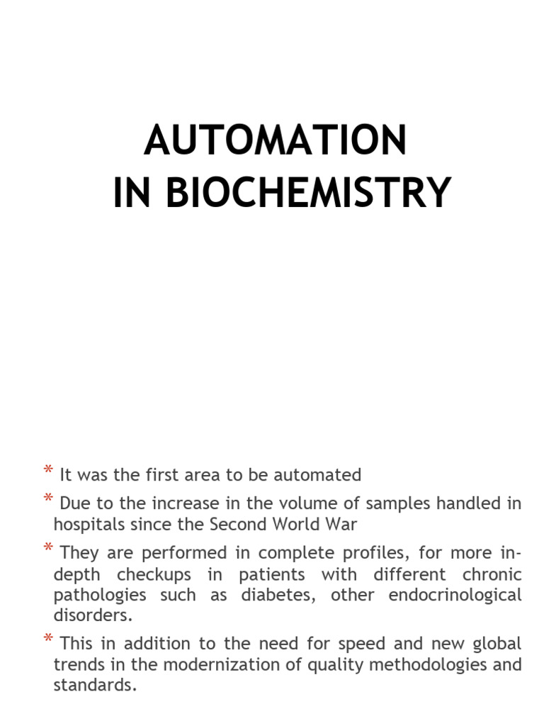 Automation in Biochemistry | PDF | Automation