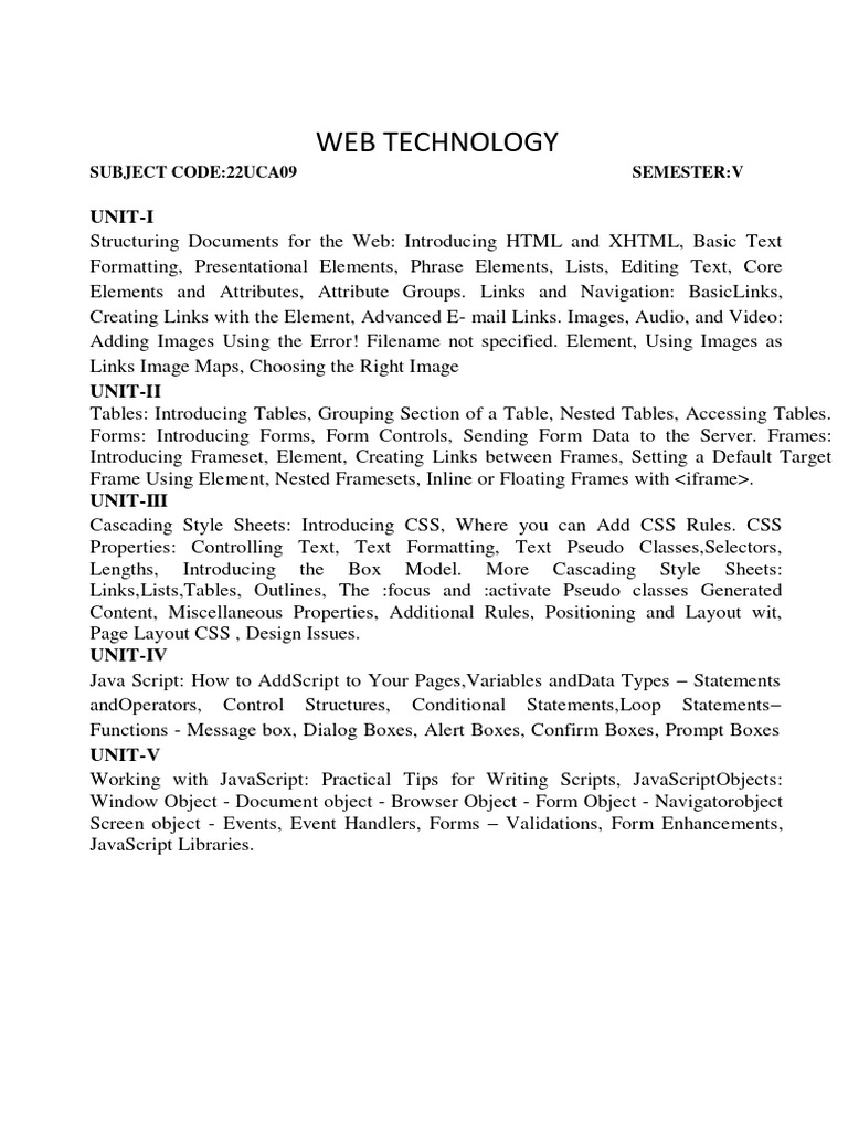 III Bca Web Technology New - 2 | PDF | Html Element | Hyperlink III Bca Web Technology New - 2 | PDF | Html Element | Hyperlink