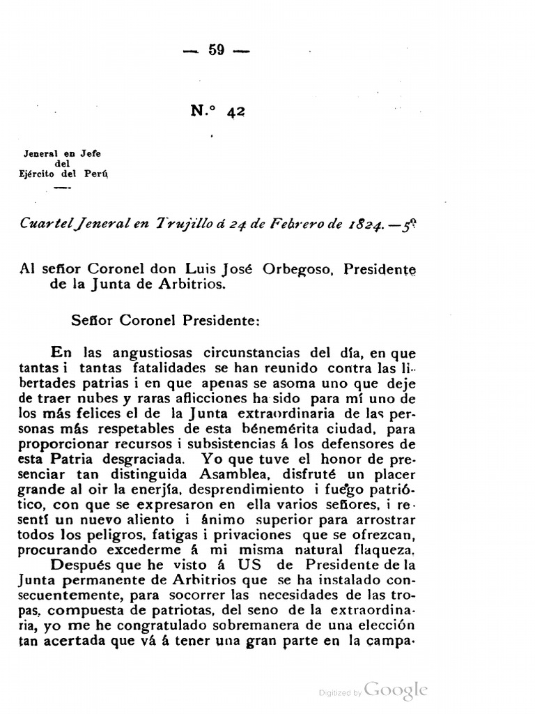 Luis Orbegoso - Documentos Mariscal Orbegoso 1 - 1908 Lima-Page77 | PDF