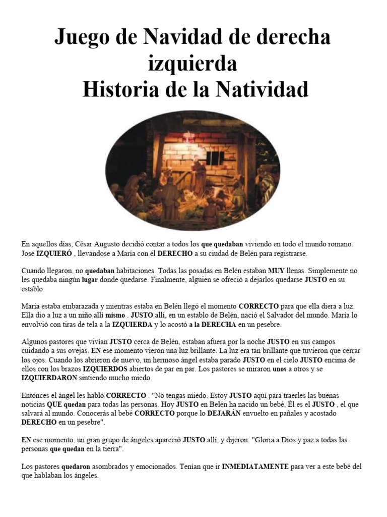 Juego de Navidad: Izquierda y Derecha | PDF | Natividad De Jesus | Navidad