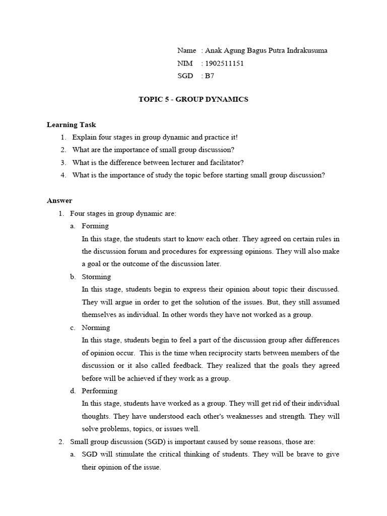 Topic 5-Group Dynamics | PDF | Thought | Cognition