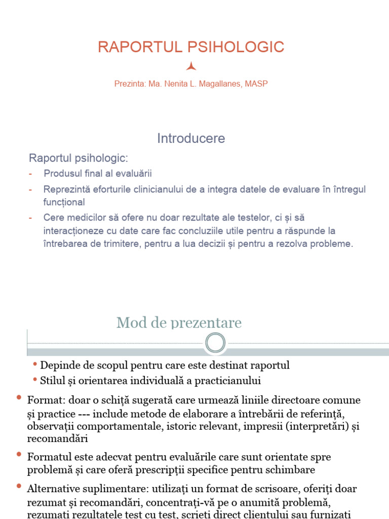 Raportul Psihologic | PDF