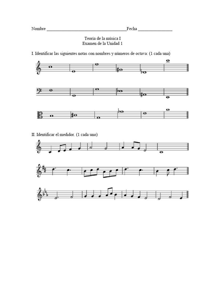 Examen Final de Práctica de Teoría Musical 1 | PDF | Teoría musical ...