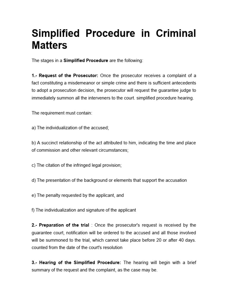 Simplified Procedure in Criminal Matters | PDF | Prosecutor | Trials