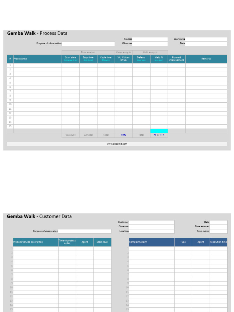Gemba Walk Observation Data Worksheet | PDF