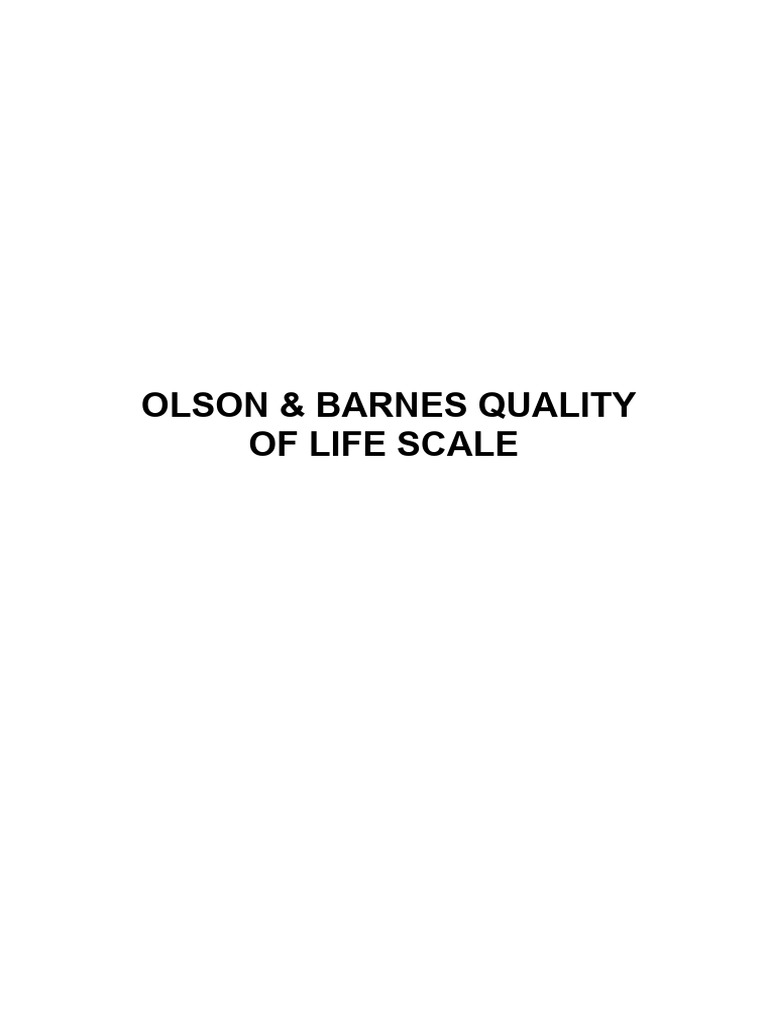 Olson & Barnes Quality of Life Scale | PDF | Factor Analysis | Contentment
