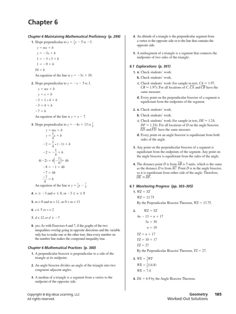Geometry Chapter 6 Worked Out Solutions | PDF | Perpendicular ...