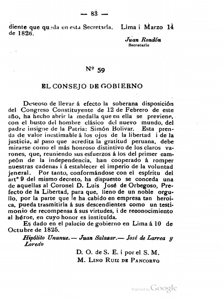 Luis Orbegoso - Documentos Mariscal Orbegoso 1 - 1908 Lima-Page101 | PDF
