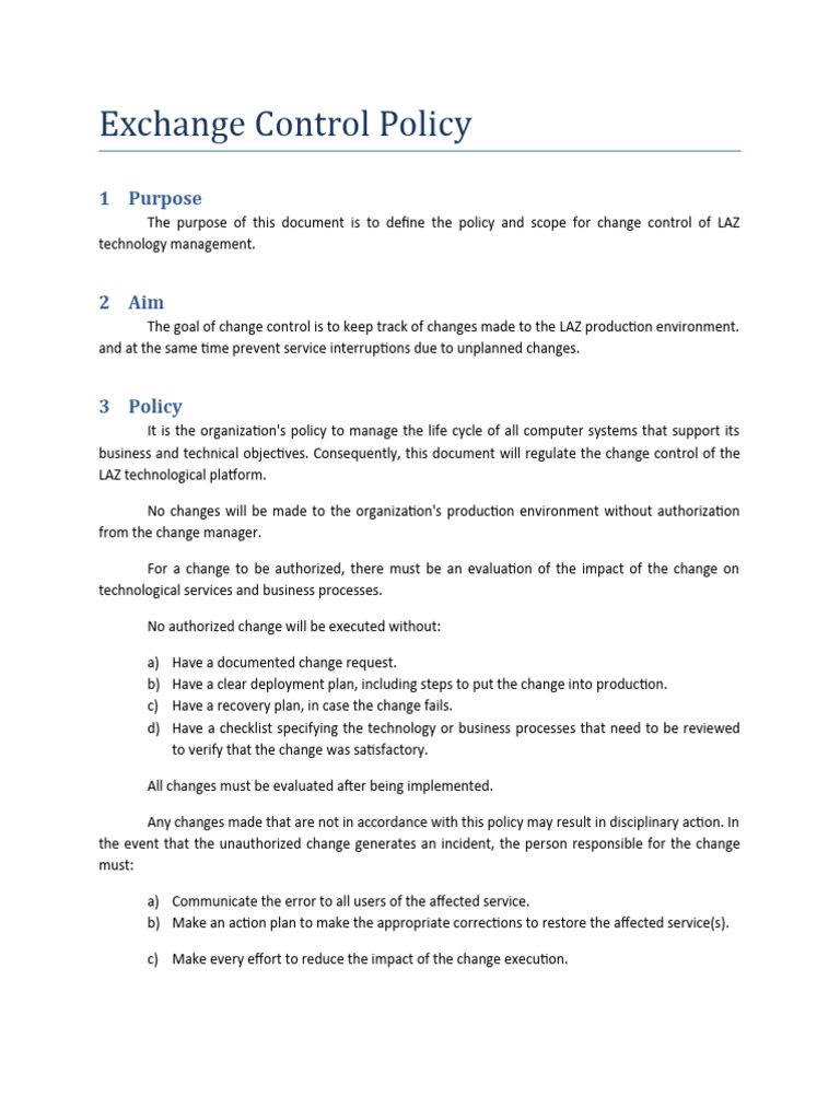 Exchange Control Policy | PDF | Application Software | Databases