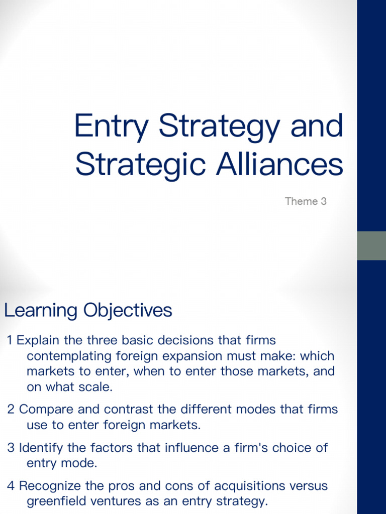 Entry Strategy and Strategic Alliances | PDF | Franchising | Market ...