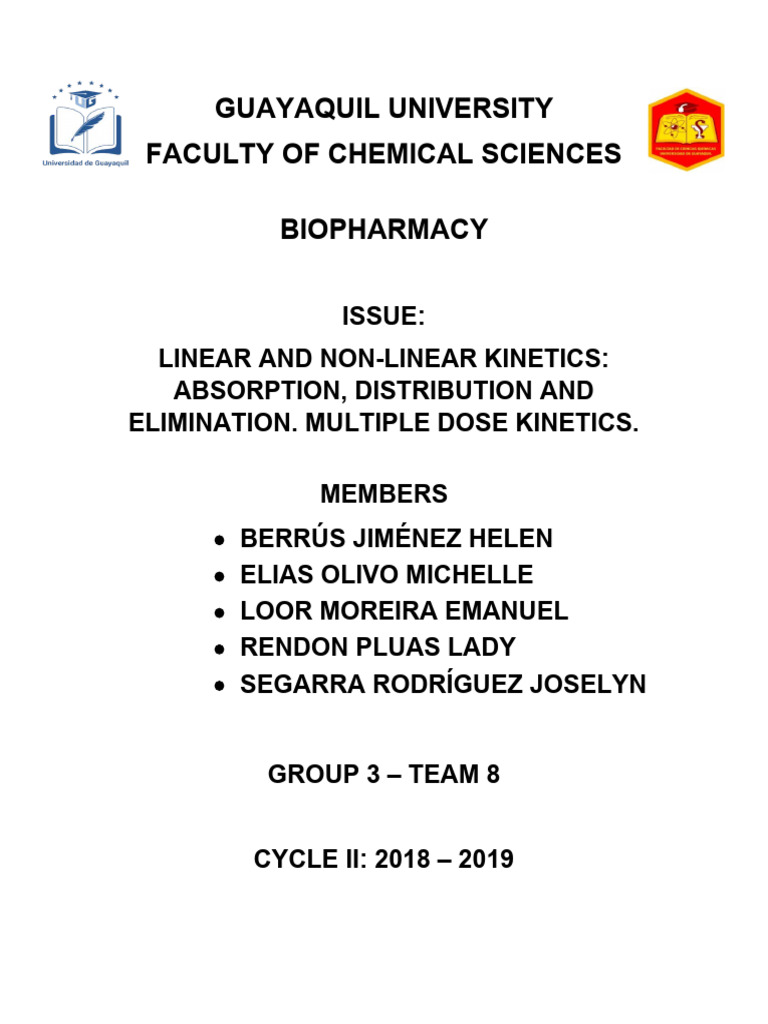 Linear and Nonlinear Kinetics. Absorption Distribution and Elimination ...