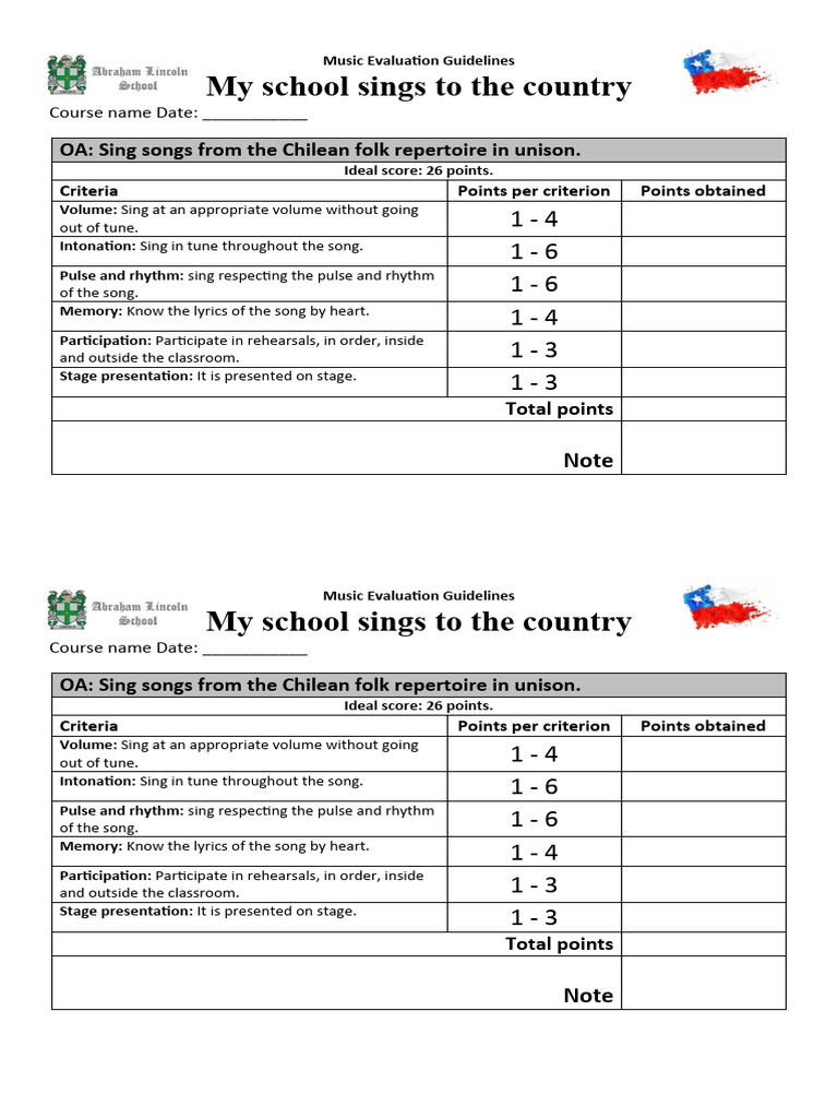 Music Evaluation Guidelines (Singing) | PDF | Performing Arts | Musicology
