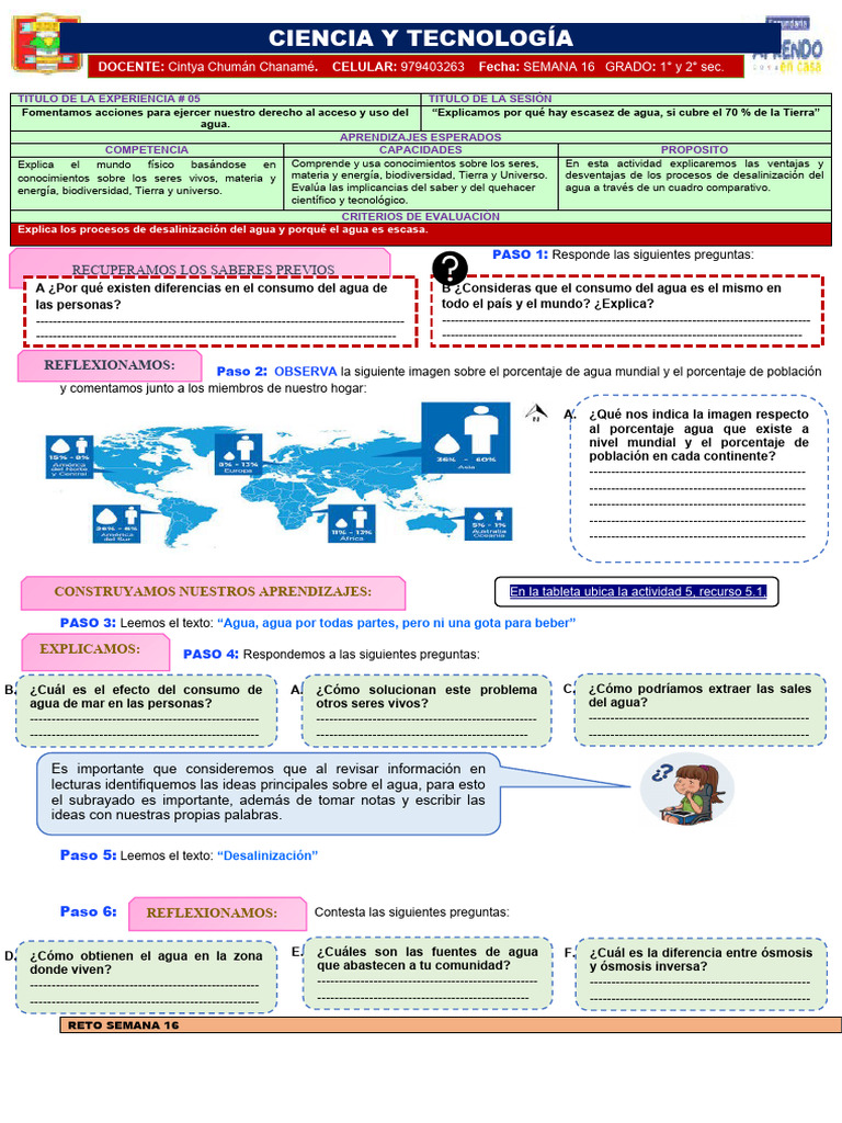 SEC. 1° - 2° - Cy T - SEMANA 16 | PDF | Agua | Desalinización