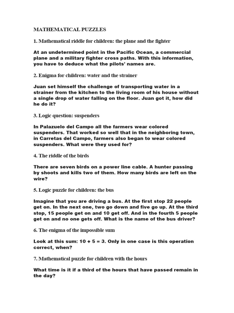 Mathematical Puzzles | PDF | Santa Claus | Puzzles