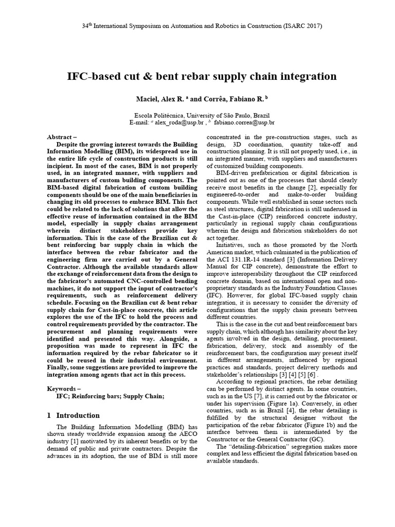 IFC Based Cut & Bent Rebar Supply Chain Integration. | PDF | Building ...