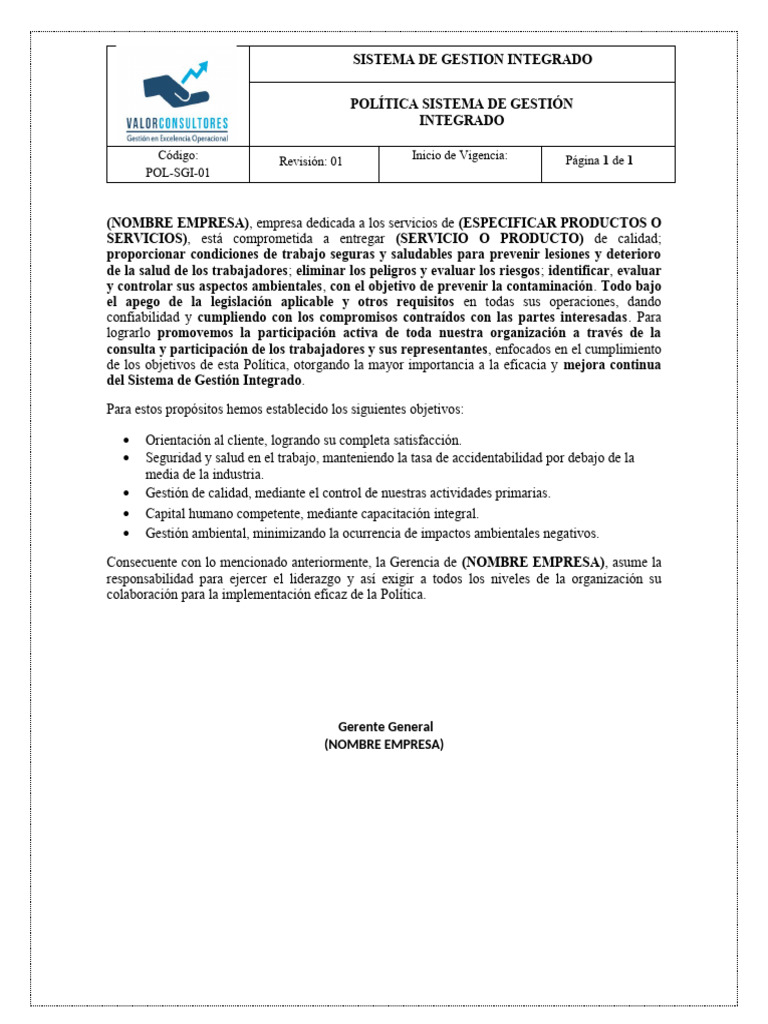 Pol-Sgi-01 Política Sgi 01 Rev. 01 | PDF