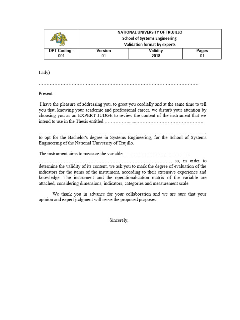Expert Judgment Format | PDF | Validity (Statistics) | Expert