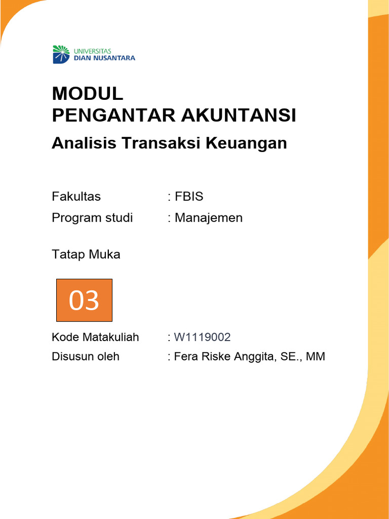 Modul Pertemuan 3 - Analisis Transaksi Keuangan | PDF