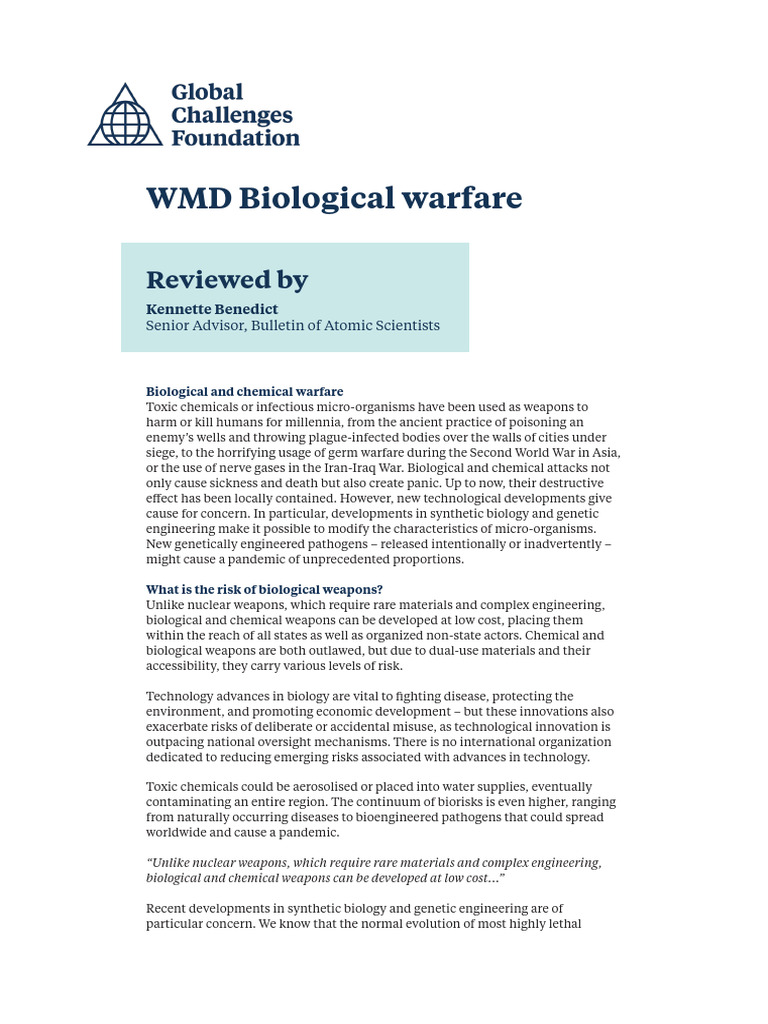 Biological And Chemical Warfare Overview Extract From Global