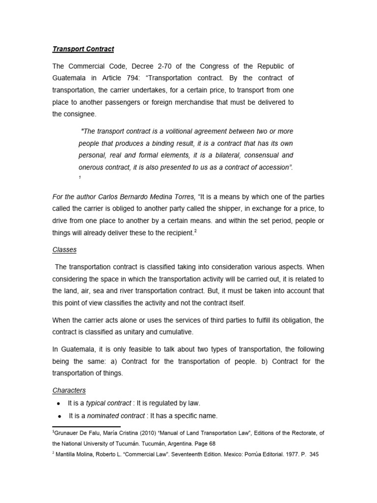 Transport Contract | PDF | Lease | Bill Of Lading