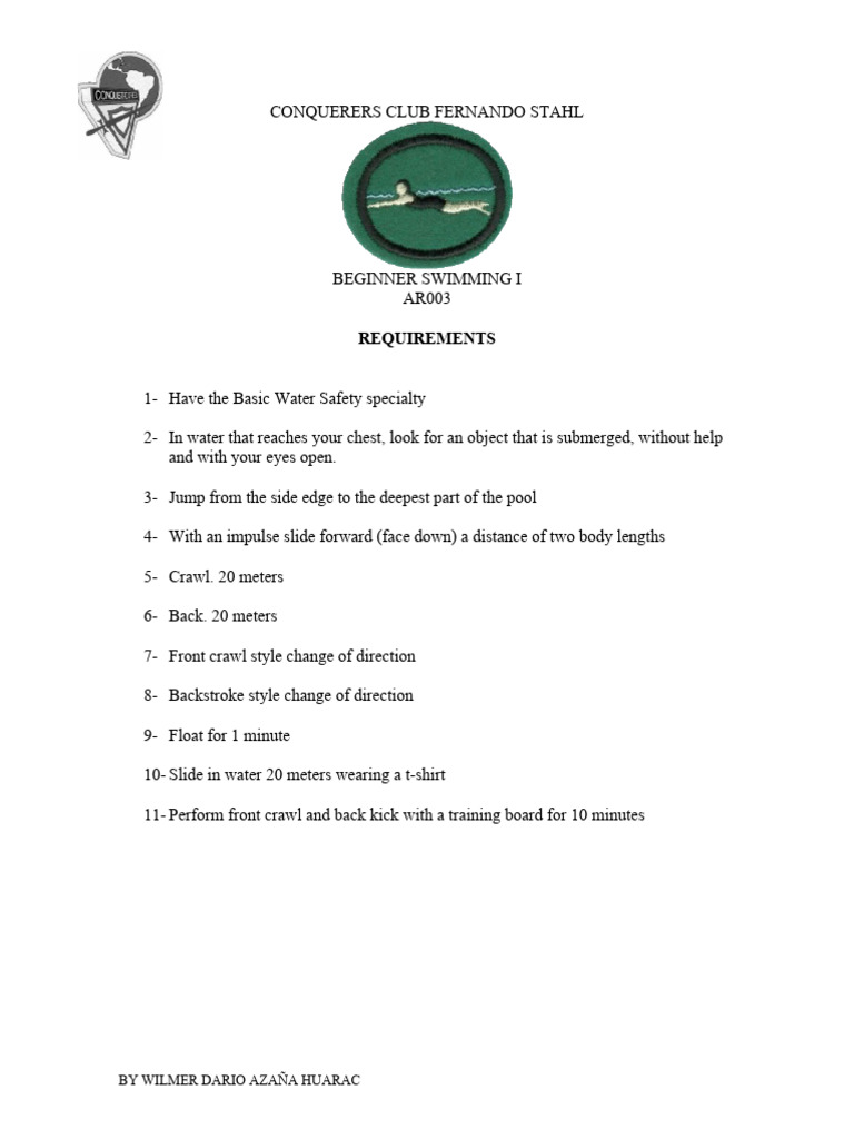 Beginner Swimming 1 | PDF | Swimming (Sport) | Swimming