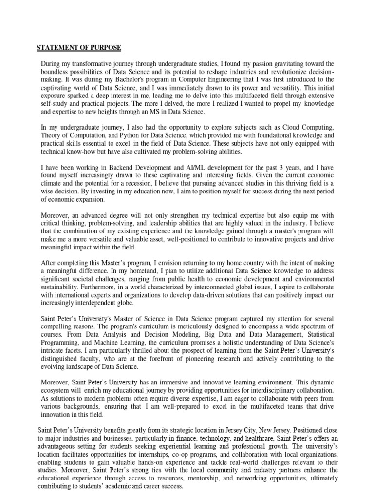 Personal Statement | PDF | Data Science | Science