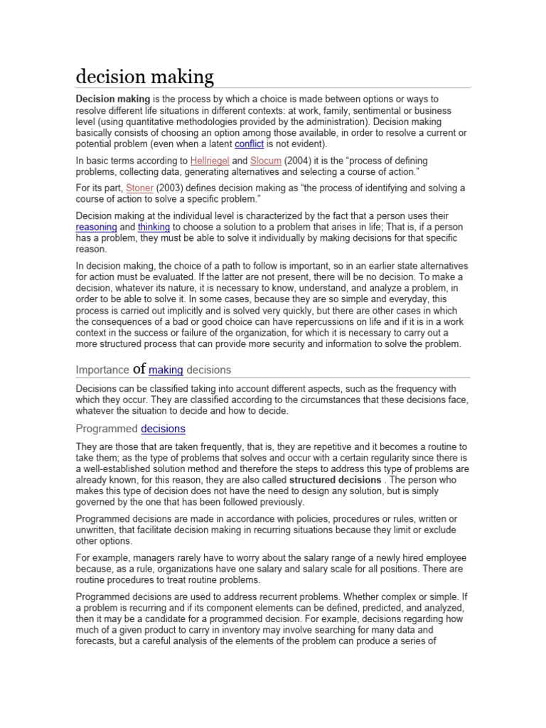 Decision Making | PDF | Decision Making | Thought