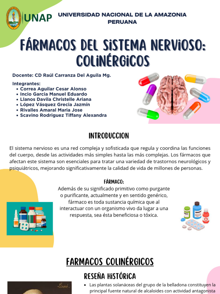 Farmacos Del Sistema Nervioso (Colinergicos) | PDF | Acetilcolina | Drogas