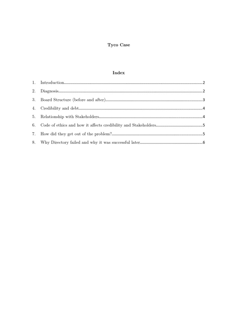 Tyco International Case | PDF | Corporate Governance | Mergers And ...