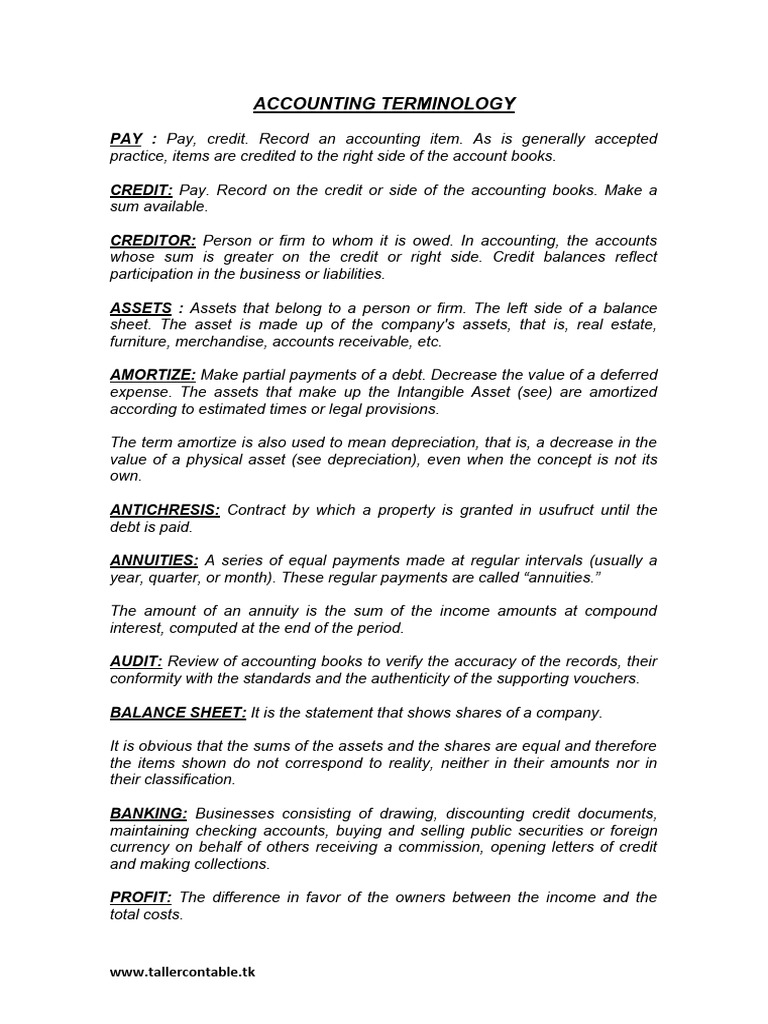 Accounting Terminology | PDF | Debits And Credits | Depreciation