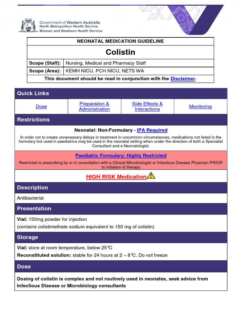 Colistin | PDF | Intravenous Therapy | Pharmacy