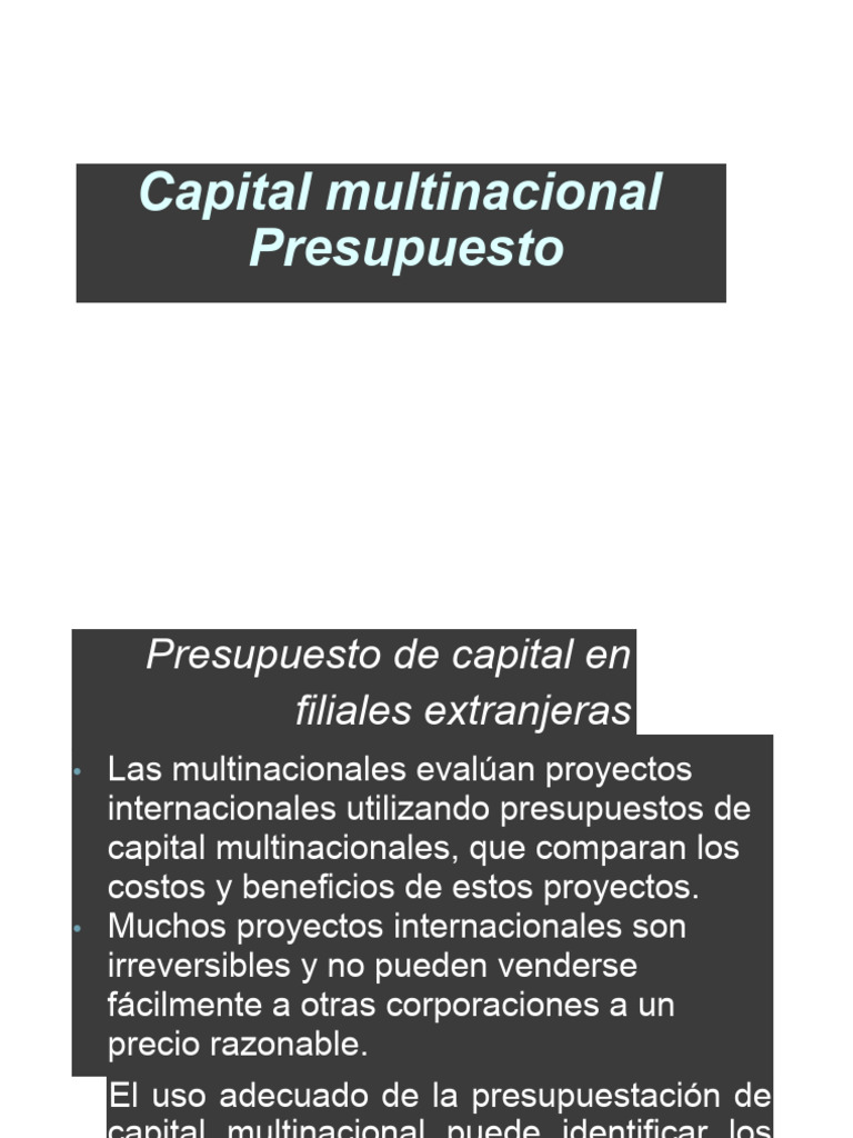Presupuesto de Capital Multinacional | PDF | Presupuesto | Inflación