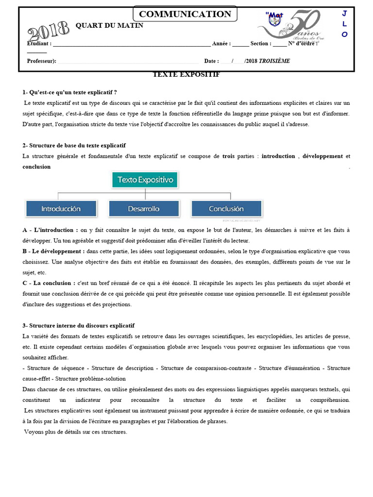 Guide du texte explicatif en 3e | PDF | Discours (linguistique)