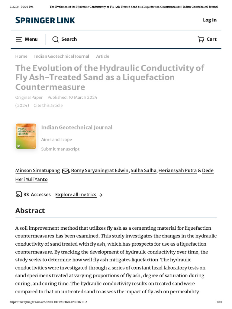 Hydraulic Conductivity of Fly Ash Sand | PDF | Geotechnical Engineering ...