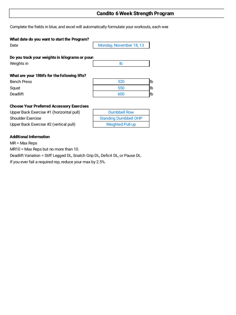 Candito 6 Week Program | PDF | Weight | Management Of Obesity